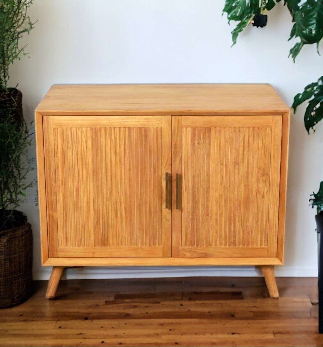 Mini Bar Cabinet Food And Drinks Storage Woven Rattan Plantation Teak ...