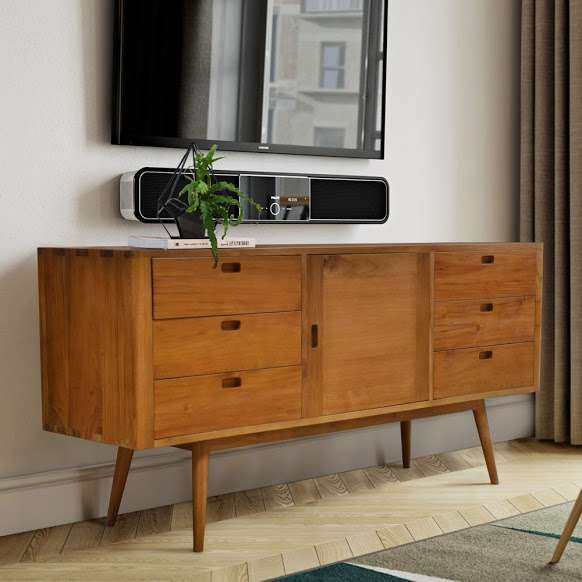 Cabinet Console 6 Drawers And One Door Plantation Teak - Tarita Furniture