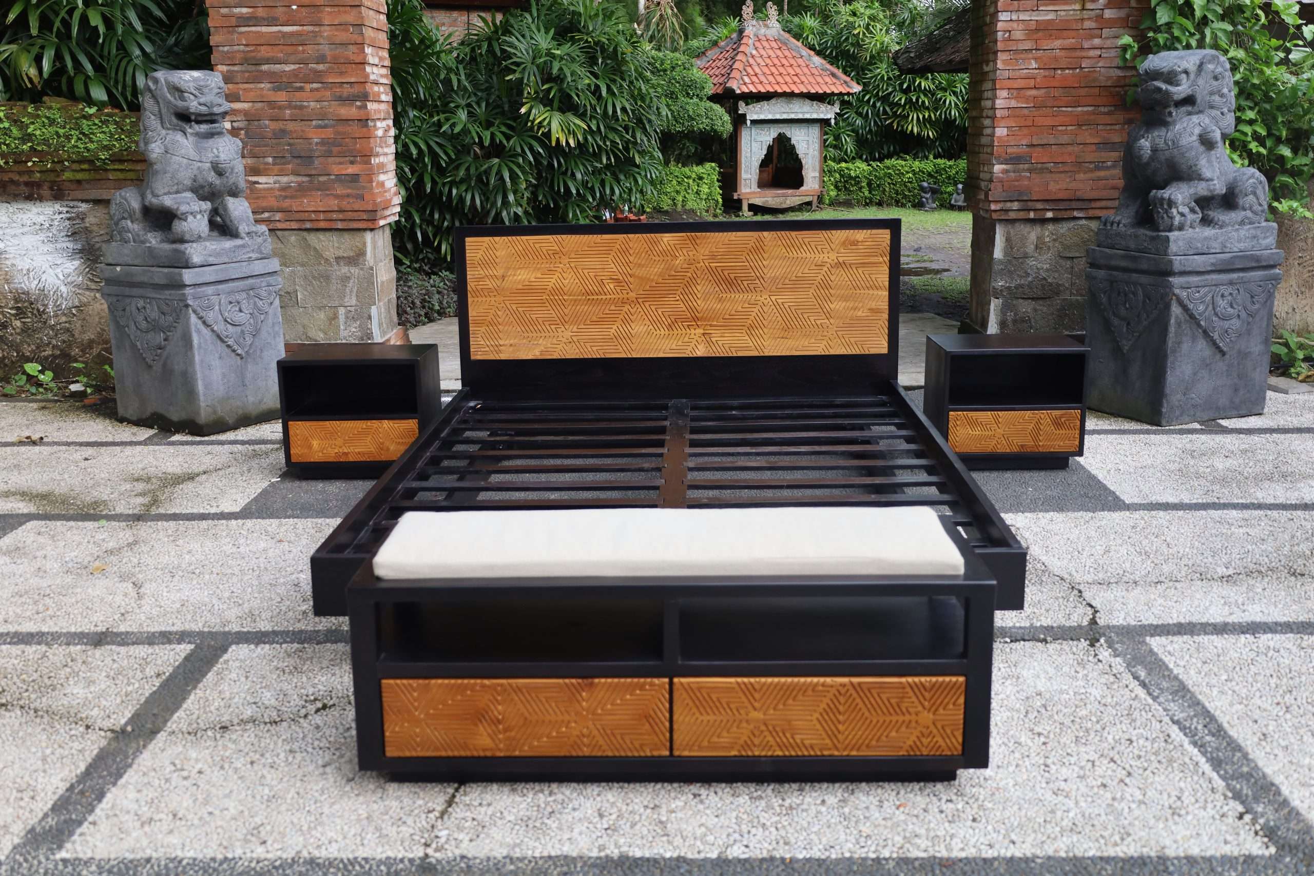 Bed Linear In Teak - Tarita Furniture