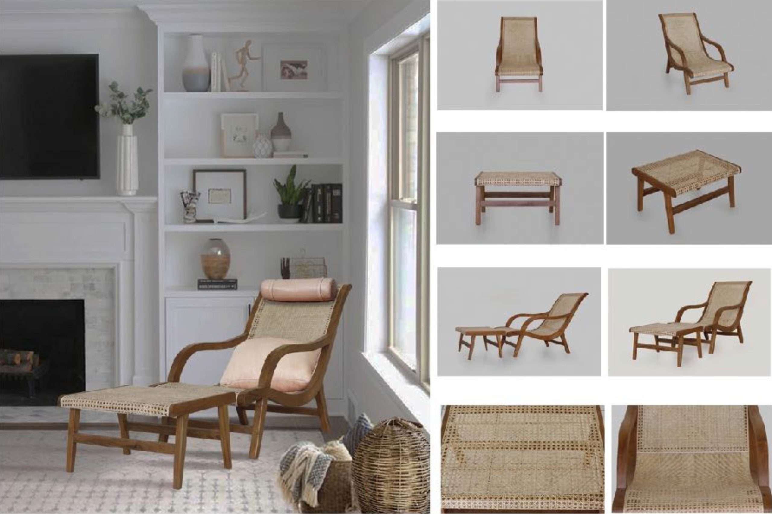 Laid Back Lounge Chair Tropical In Teak And Rattan Webbing With ...