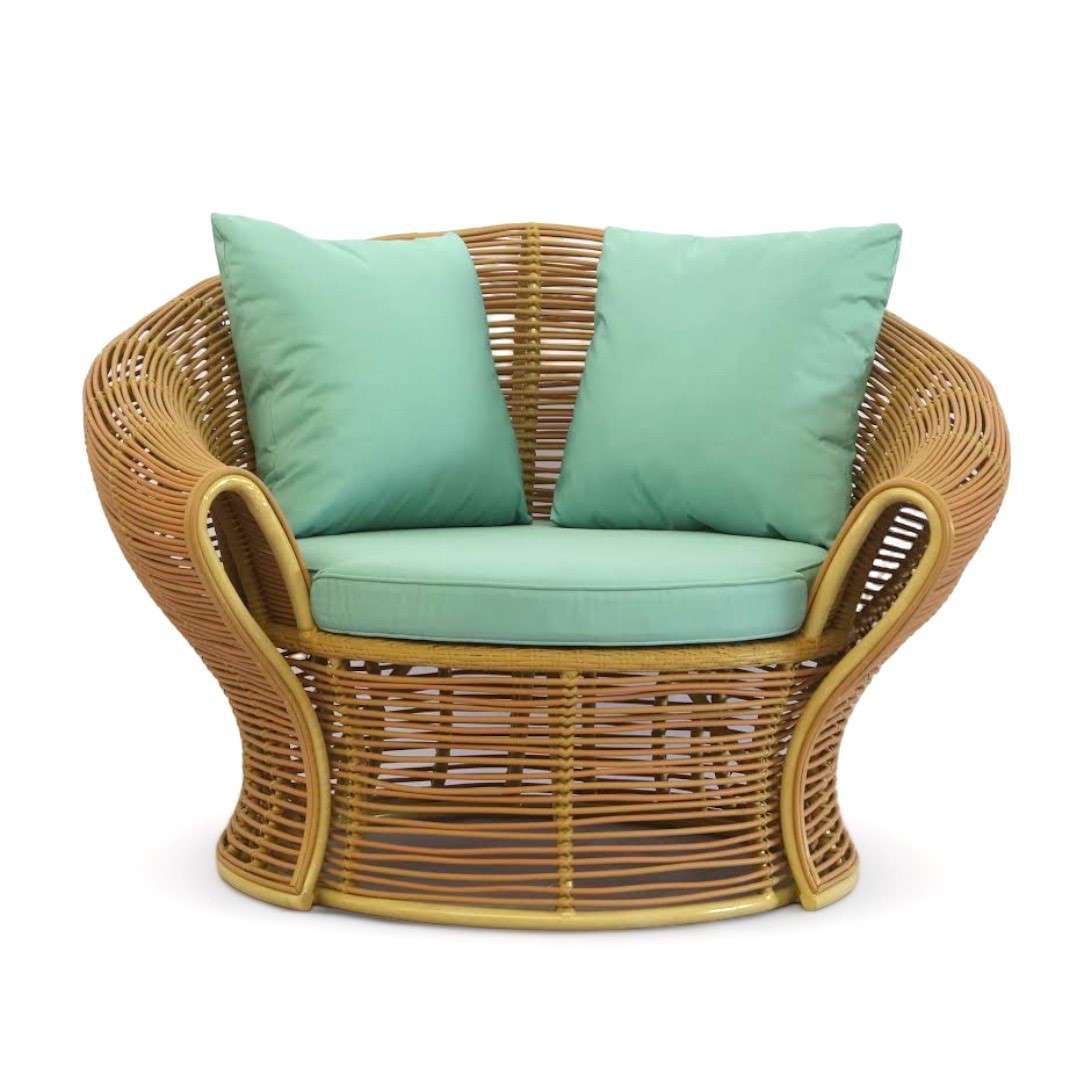 Big Rattan Cane Lounge Chair - Tarita Furniture