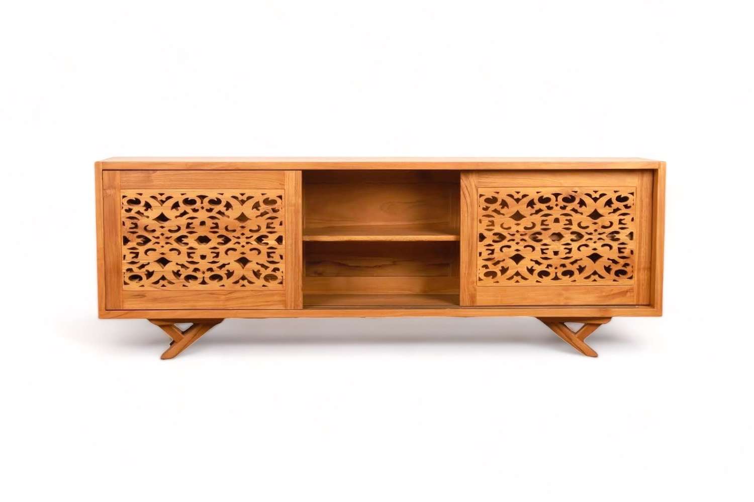 TV Cabinet Hand Carving In Plantation Teak - Tarita Furniture