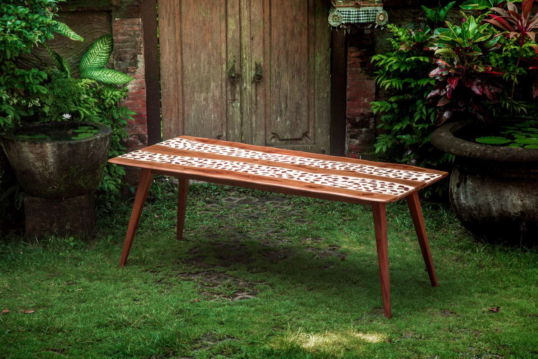 Dining Table With In Teak Chip Inlay, Prime Terrazzo And Reclaimed Teak ...