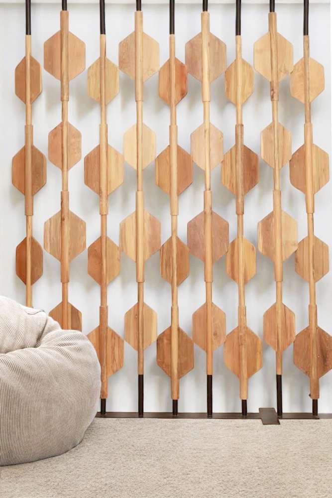 Divider With Diagonal Cut Connection Reclaimed Teak With Iron Ends ...