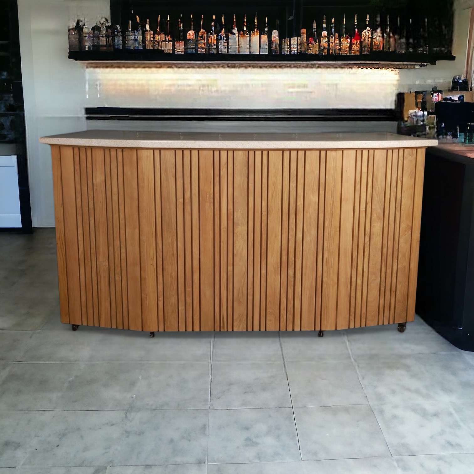 Bar Counter Line Carving With Terrazzo On Top With Wheels Plantation ...