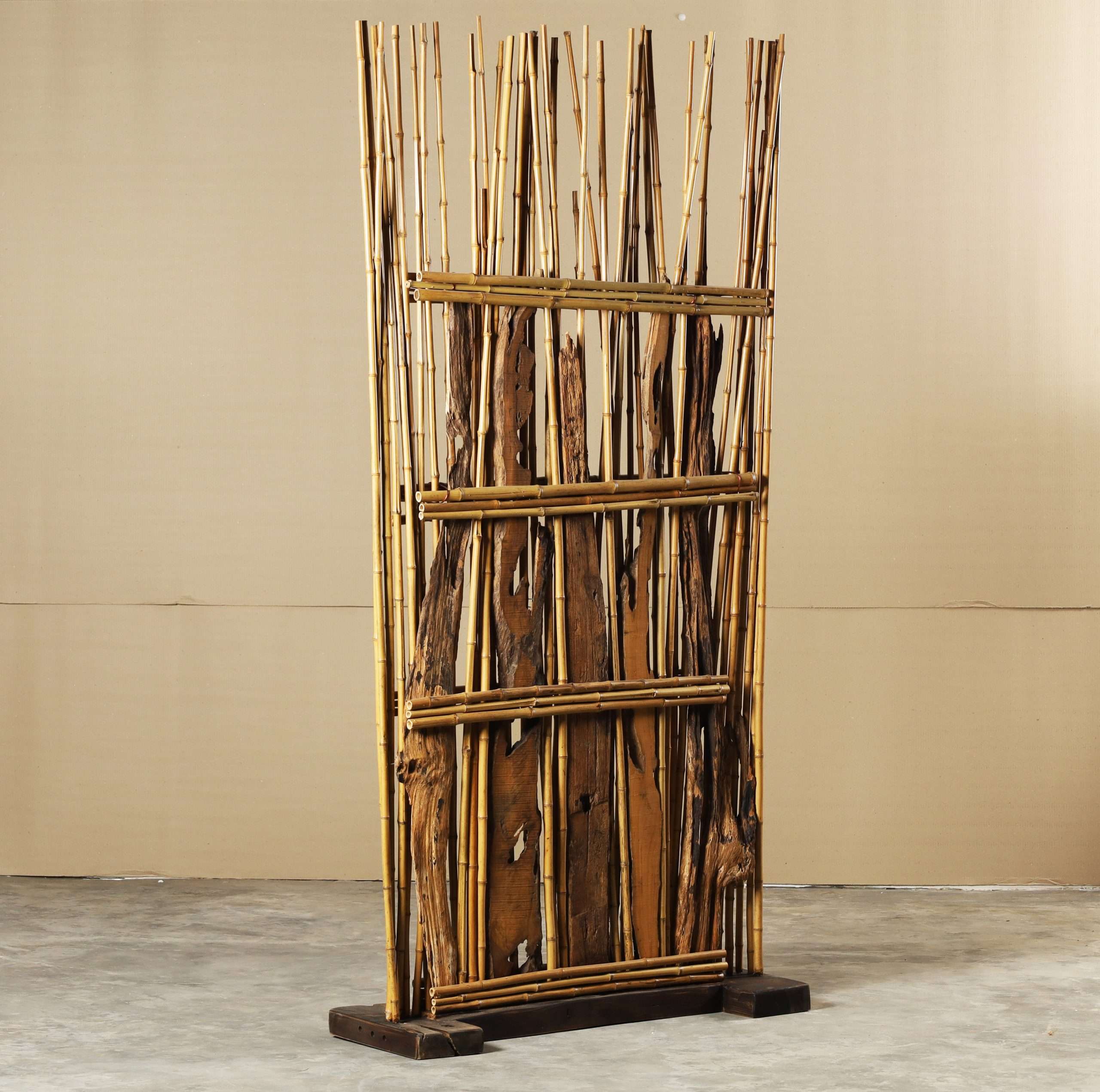 Divider With Combination Of Reclaimed Teak Pieces And Mini Bamboo ...