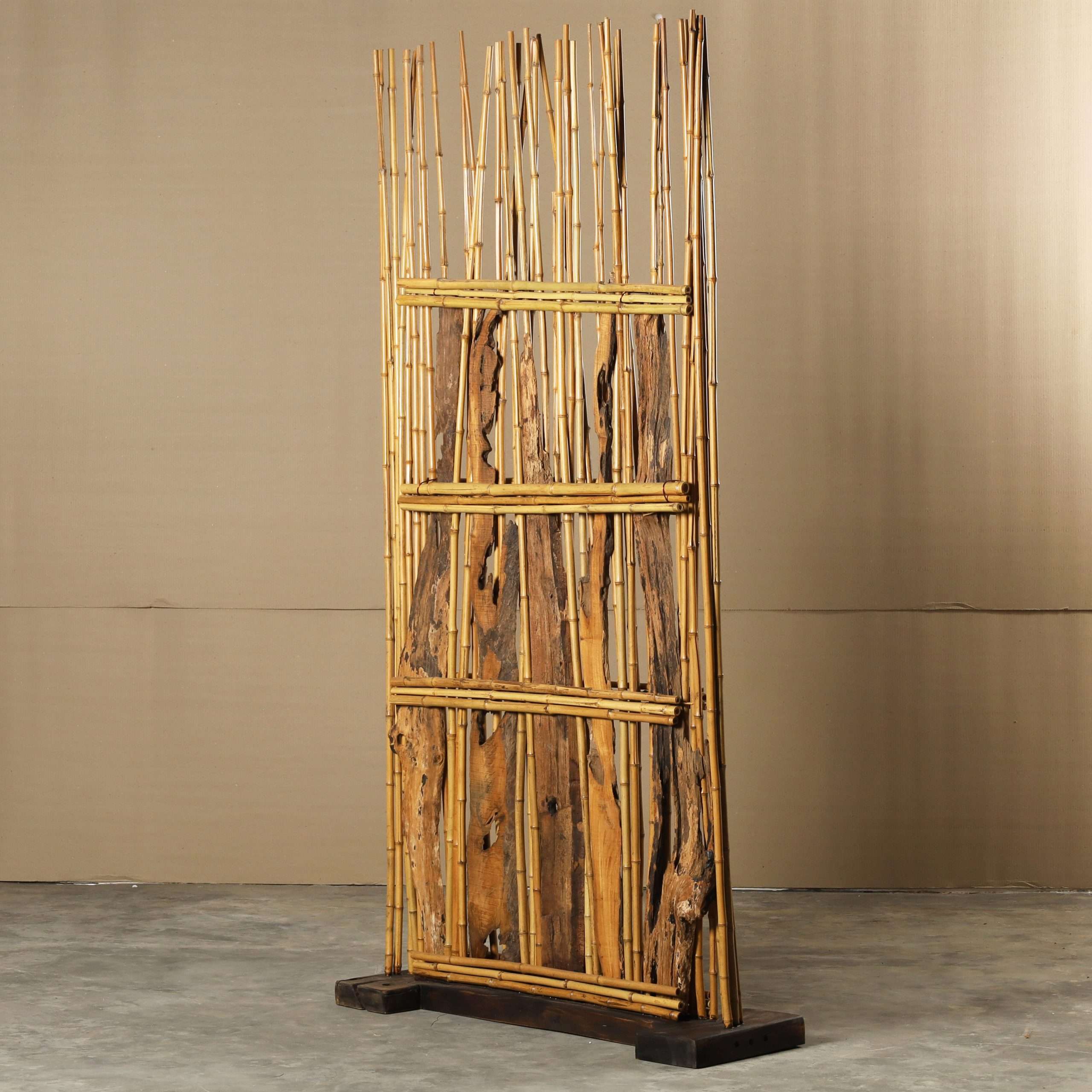 Divider With Combination Of Reclaimed Teak Pieces And Mini Bamboo ...