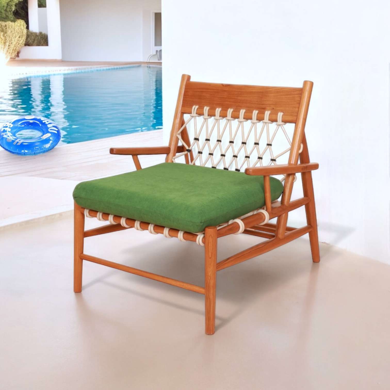 Lounge Chair " LAOS " With Woven Rope Back Plantation Teak - Tarita ...