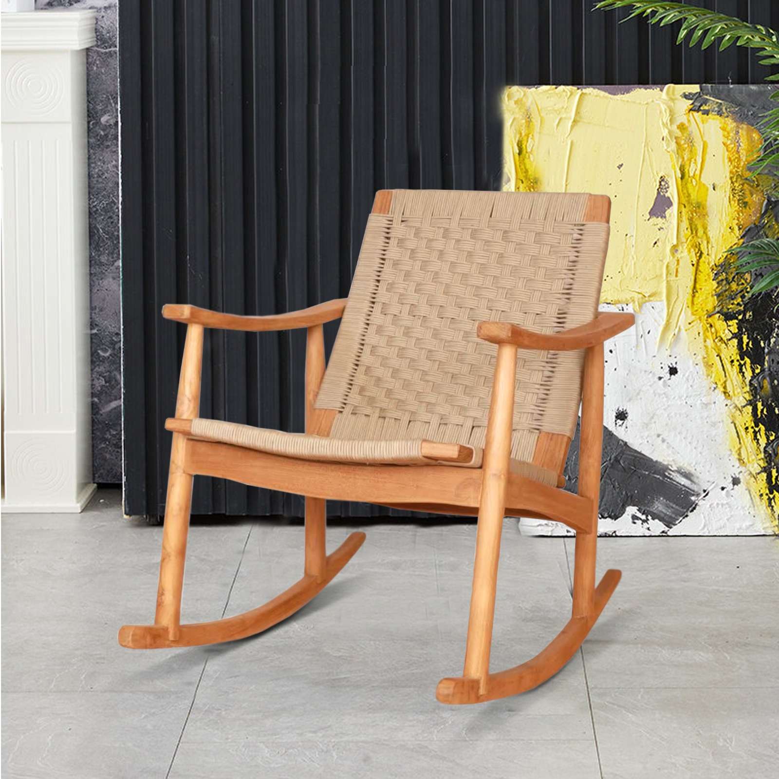 Rocking Rope Chair Plantation Teak - Tarita Furniture
