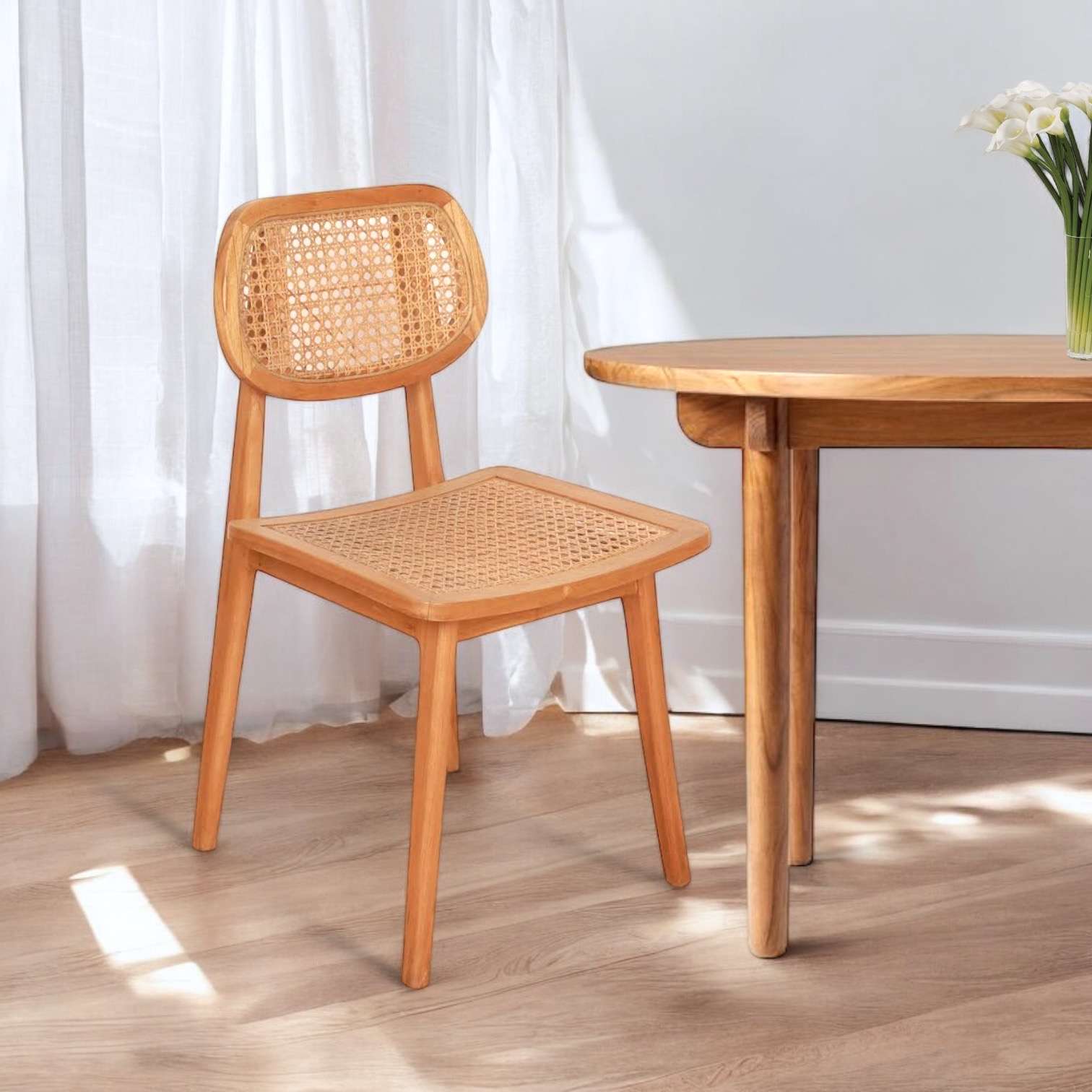 Dining Chair " EGGRO " Round Edge Plantation Teak - Tarita Furniture