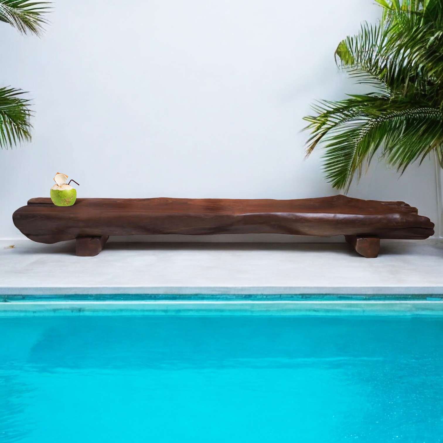 Long Bench Reclaimed Teak Log - Tarita Furniture