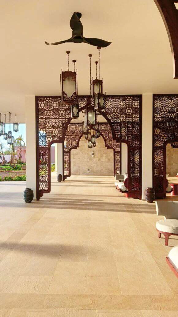 Slat Laser Cut Carving In Hall Lobby - Tarita Furniture
